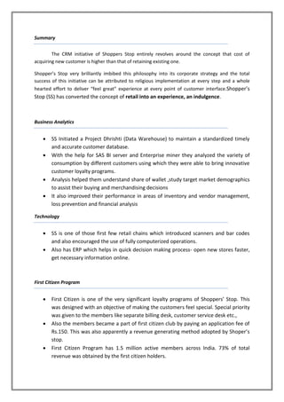 Shopper stop case study | PDF