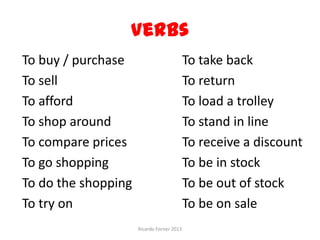 Shopping. Vocabulary. | PPSX