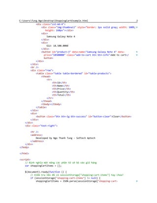 Shopping Cart Example (HTML + Javascript) | PDF