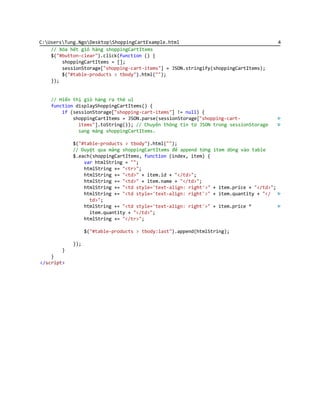 Shopping Cart Example (HTML + Javascript) | PDF
