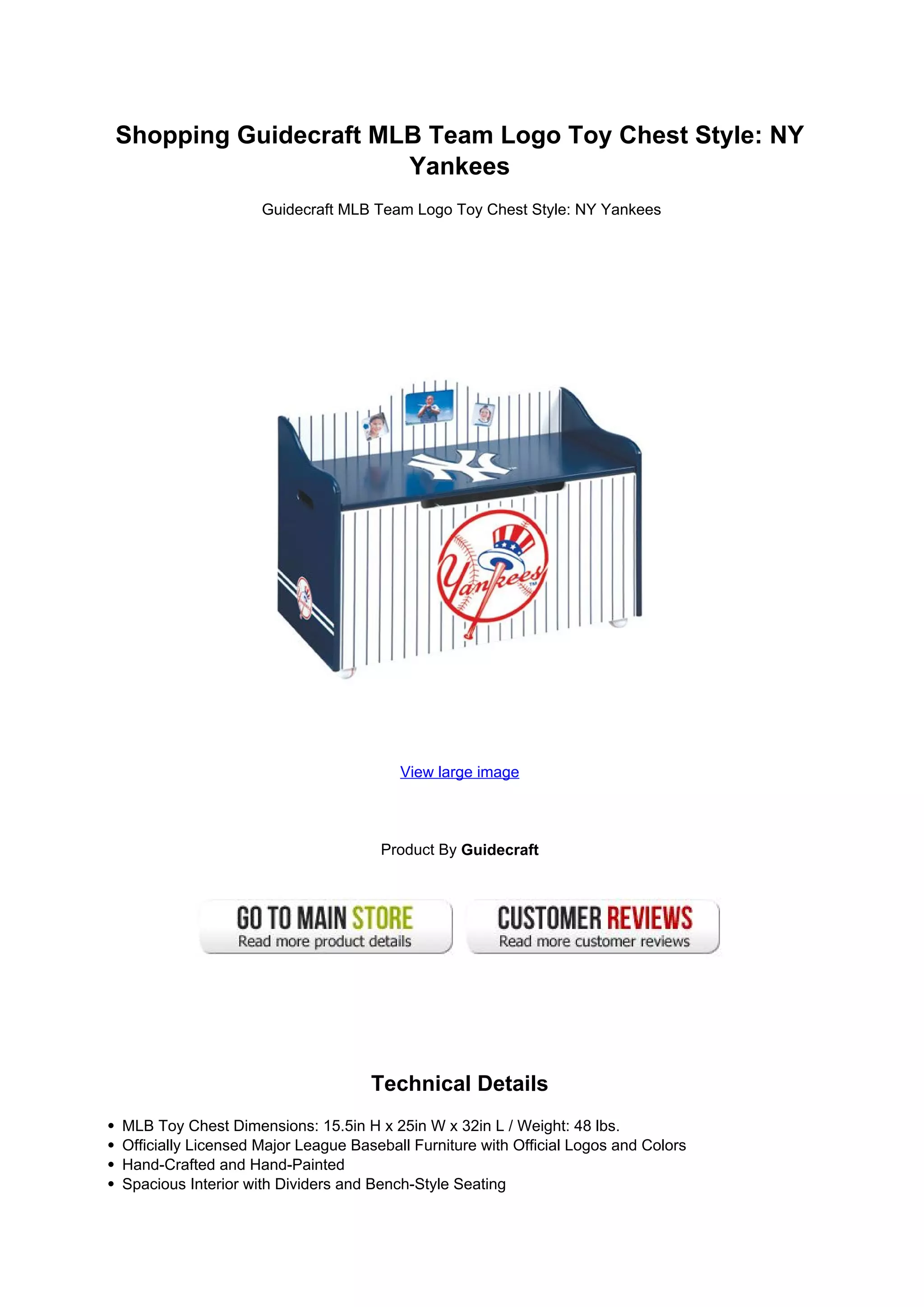 Shopping guidecraft mlb team logo toy chest style ny yankees | PDF
