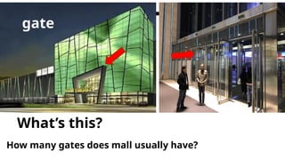 What do we see at the shopping mall; gates, floors... | PPTX