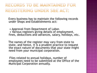 “Shops and establishments” Registration | PPTX