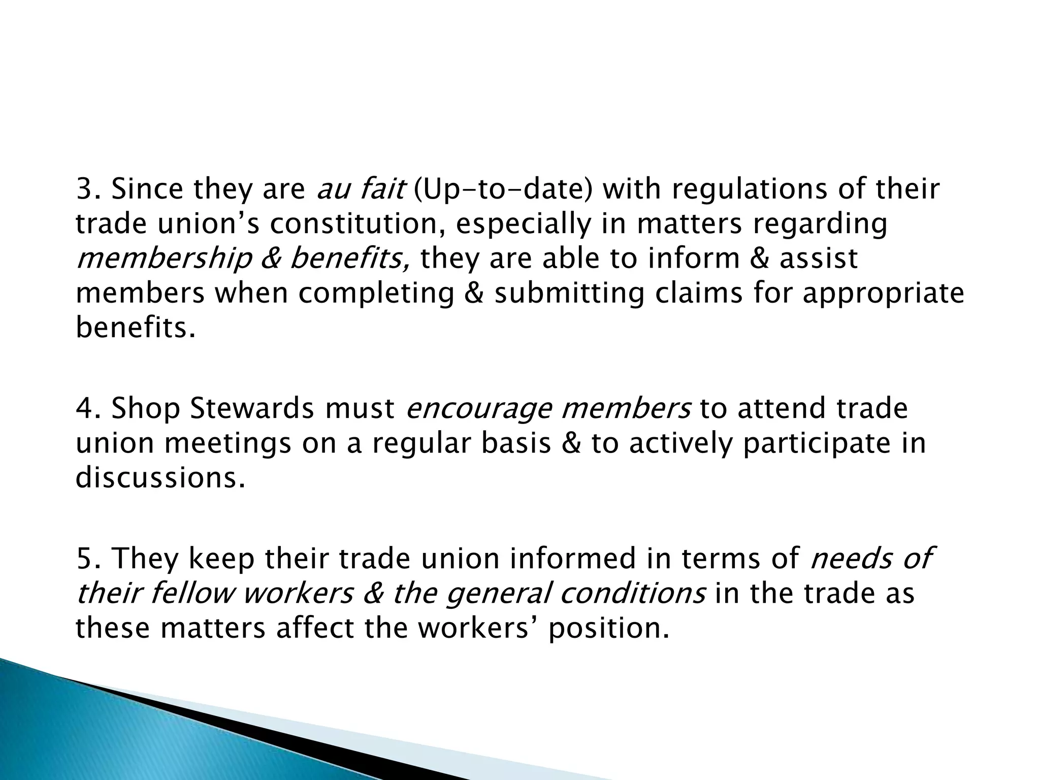 Trade Union Shop stewards | PPTX