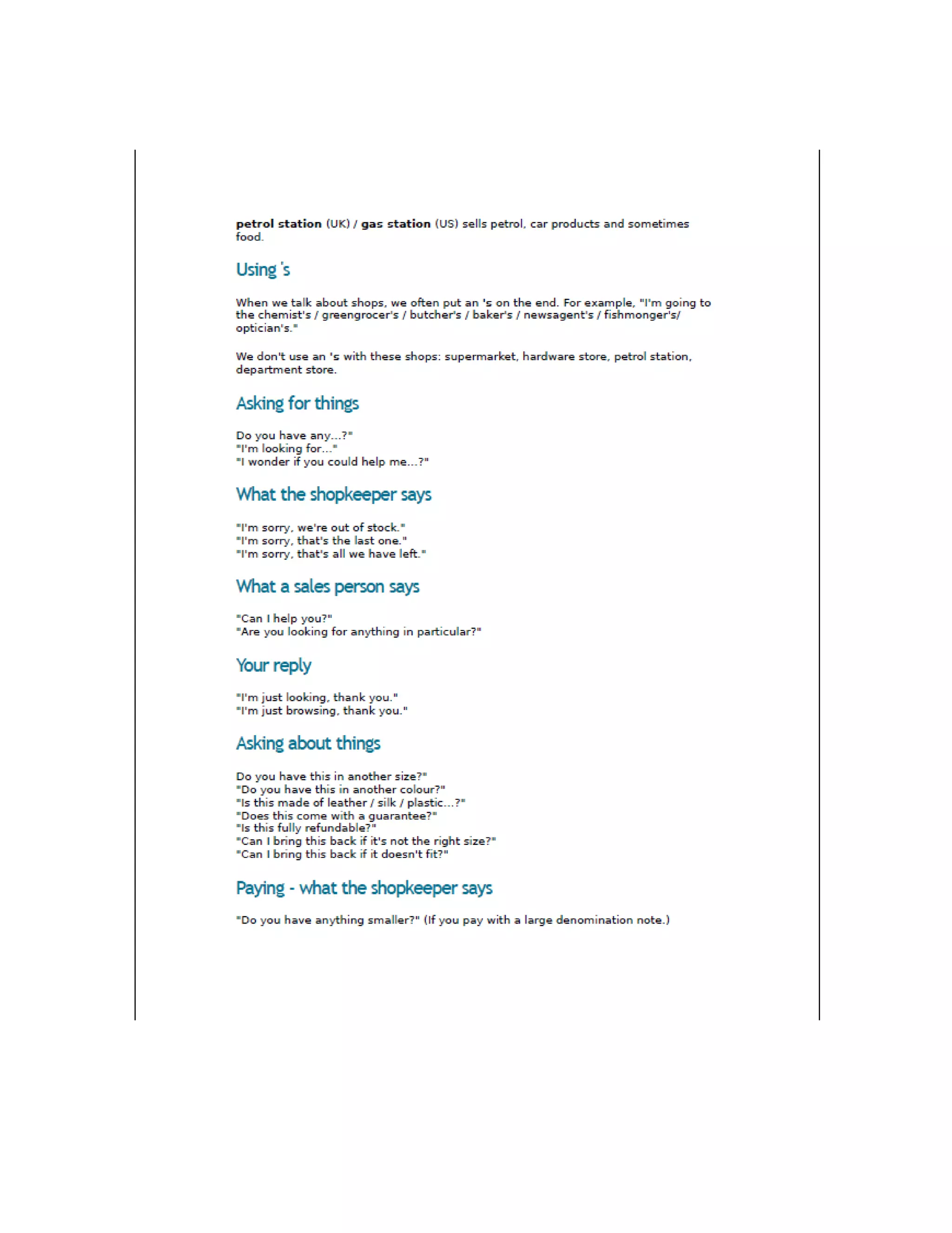 Types of shops | PDF