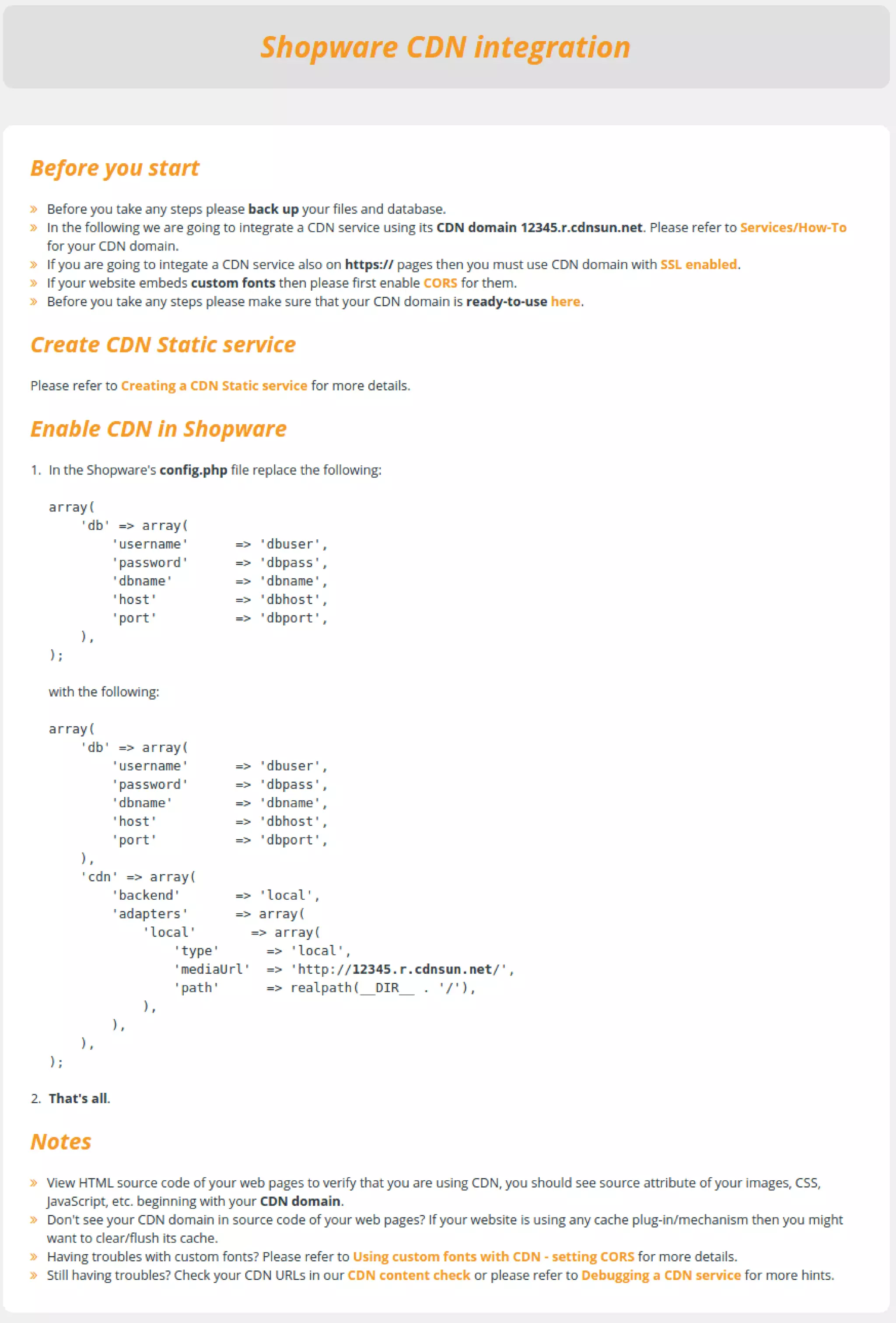 Tutorial for Shopware CDN setting | PDF