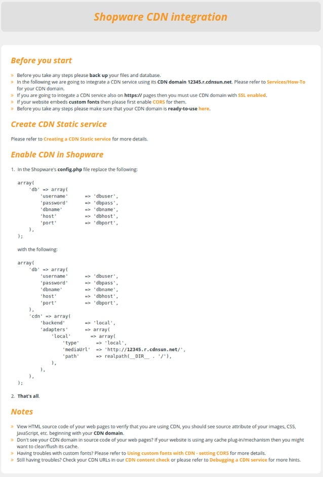 Tutorial for Shopware CDN setting | PDF