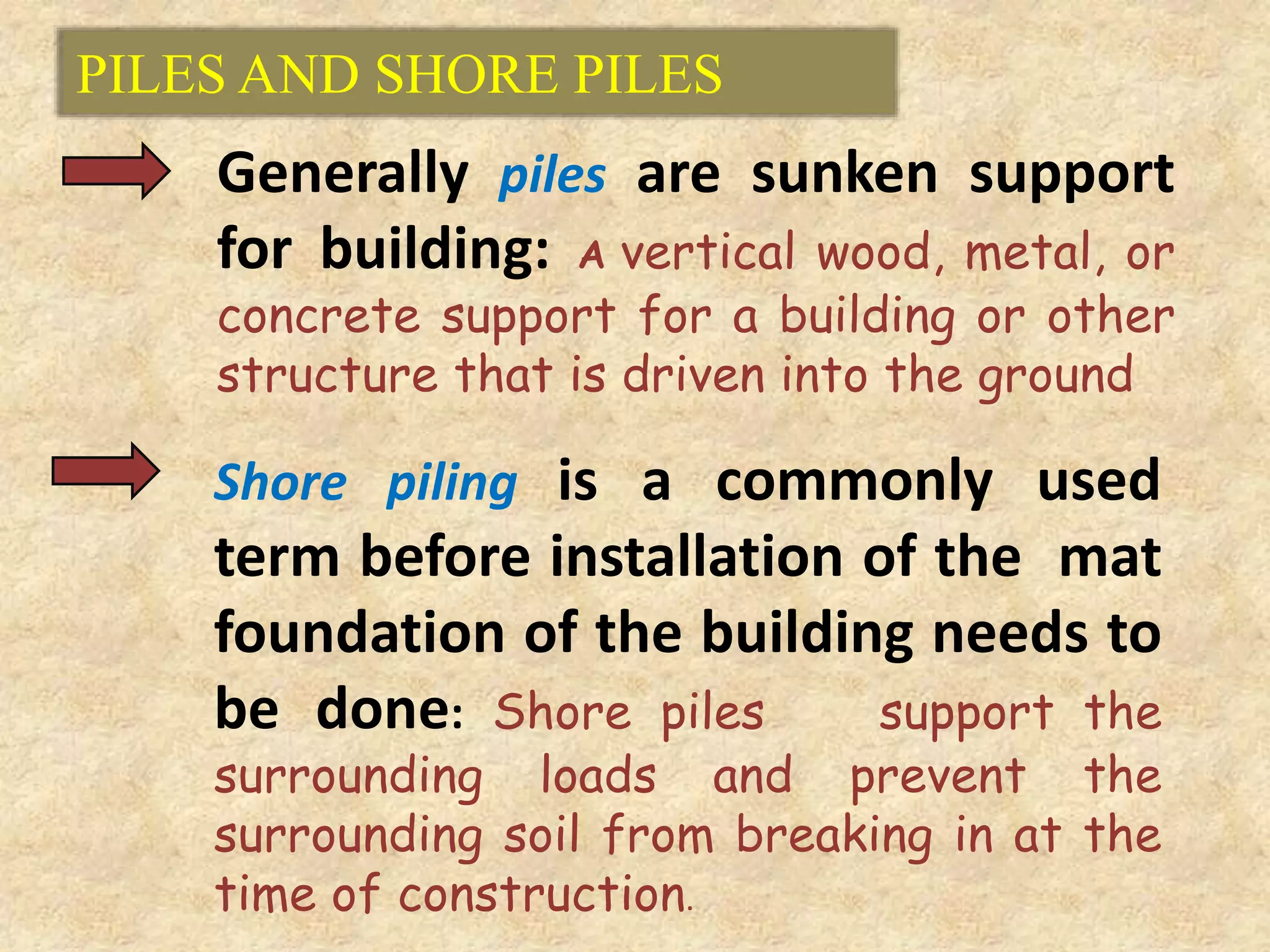 Shore pile construction | PPTX