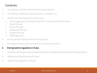 Shoring system and Dewatering | PDF