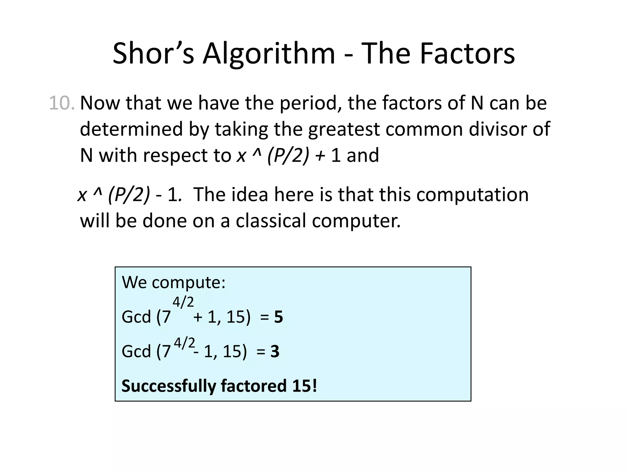 Shor’s algorithm the ppt | PPTX