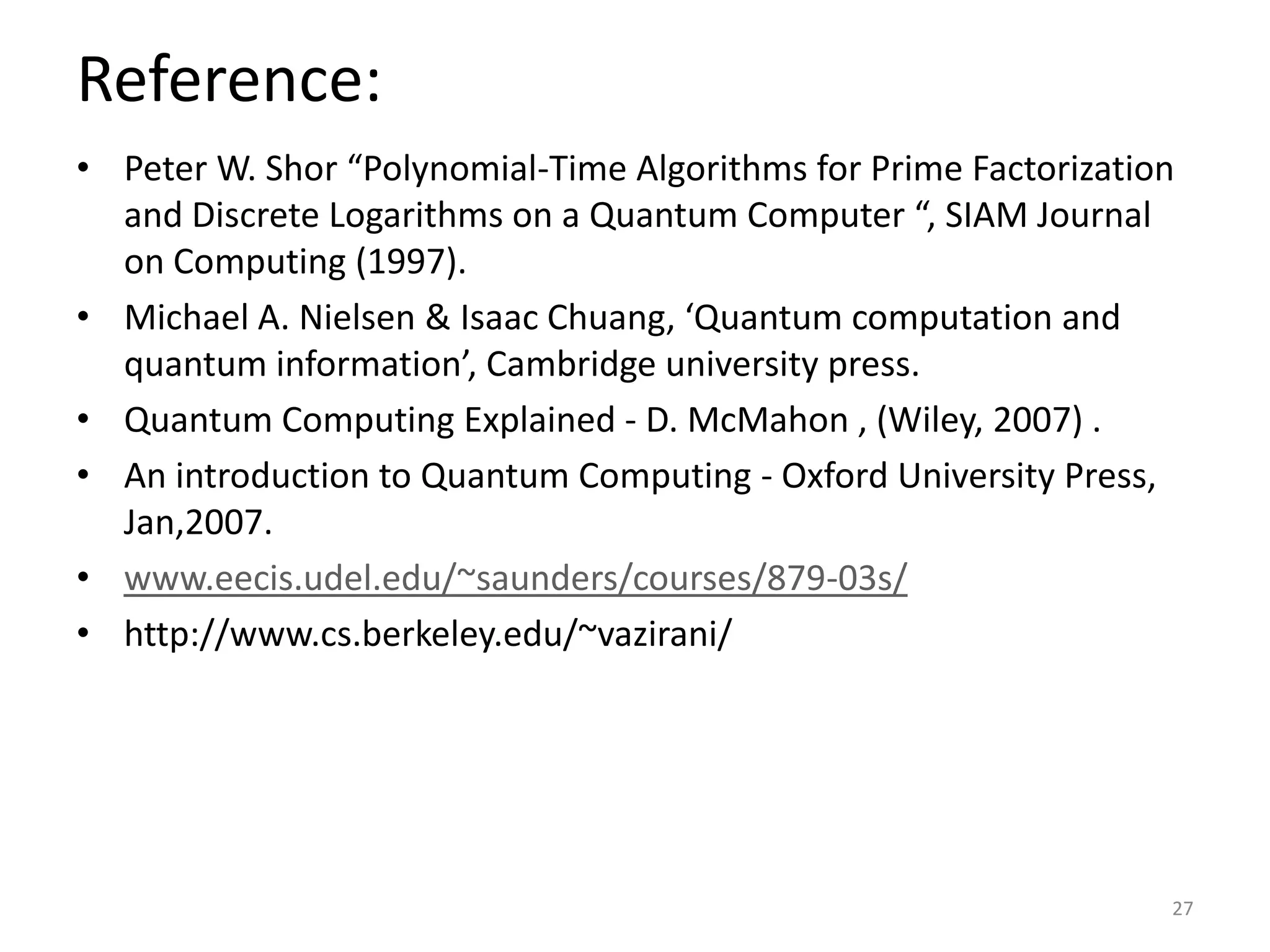 Shor’s algorithm the ppt | PPTX