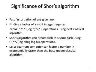 Shor’s algorithm the ppt | PPTX