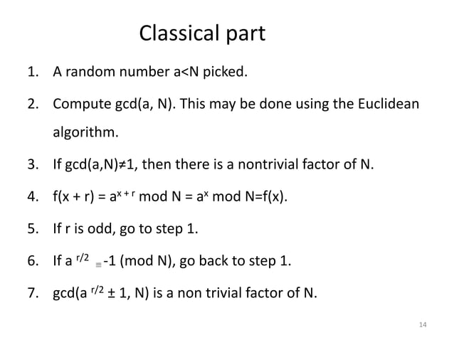 Shor’s algorithm the ppt | PPTX