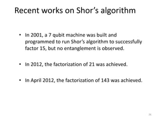 Shor’s algorithm the ppt | PPTX