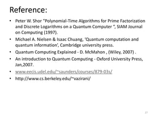 Shor’s algorithm the ppt | PPTX