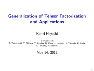Generalization of Tensor Factorization and Applications | PDF