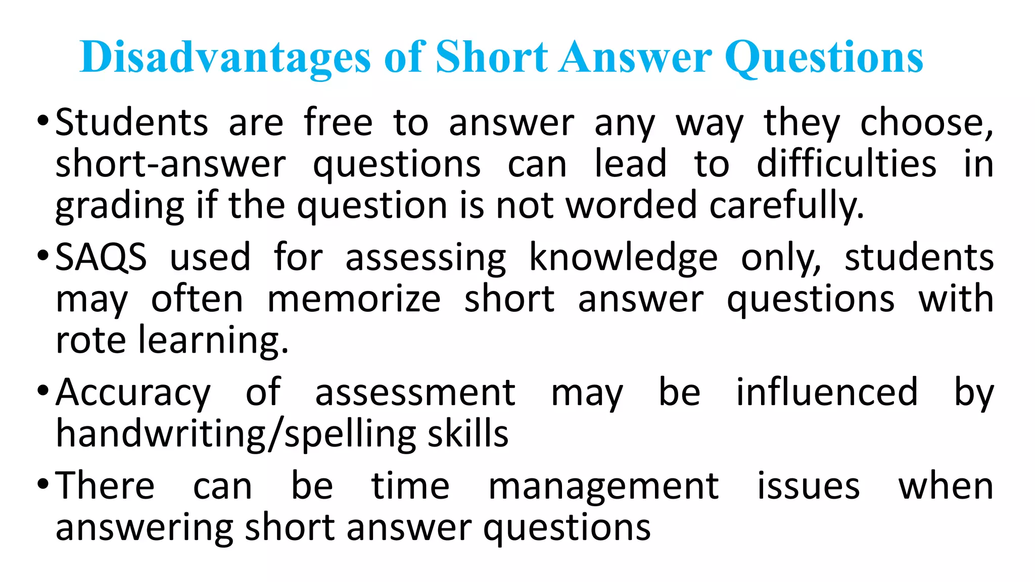 Short answer question | PPTX