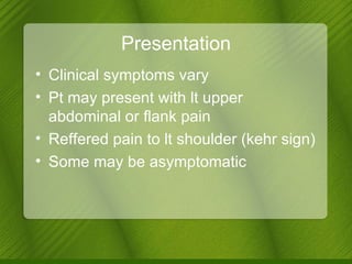 Splenic Trauma by Doctor Saleem | PPT