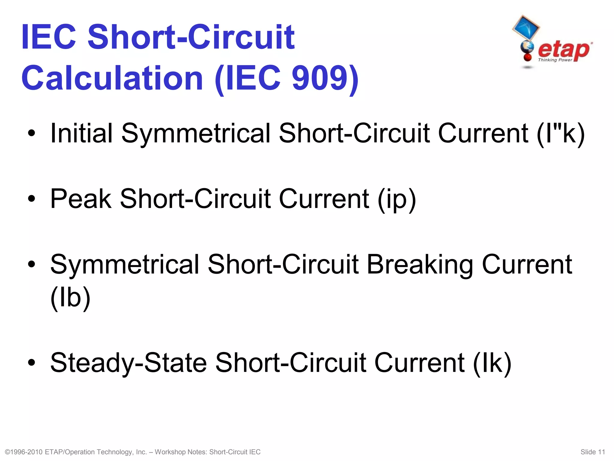 ETAP - Short circuit analysis iec standard | PDF