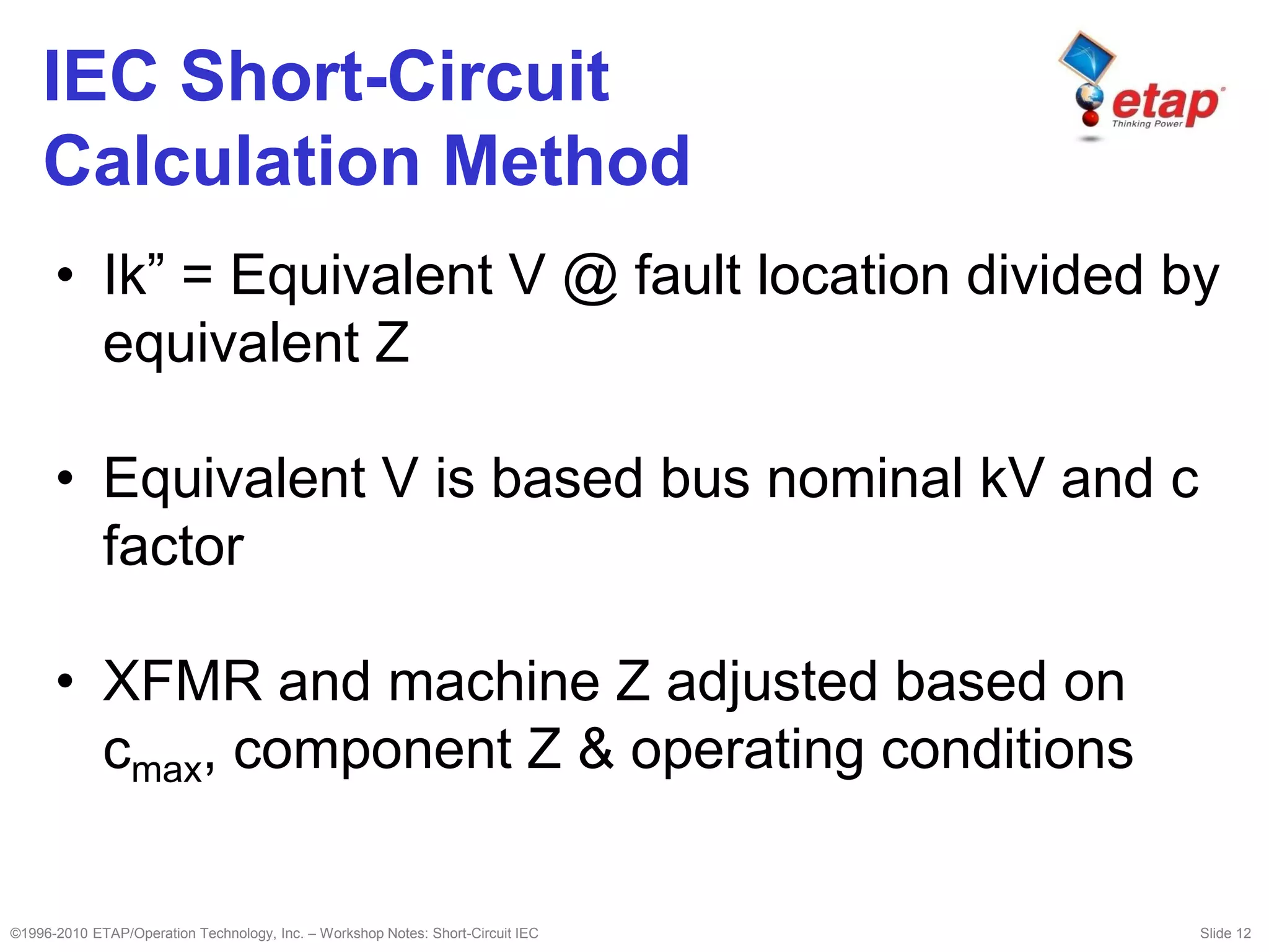 ETAP - Short circuit analysis iec standard | PDF