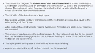 Open circuit and Short circuit test on transformer | PPTX