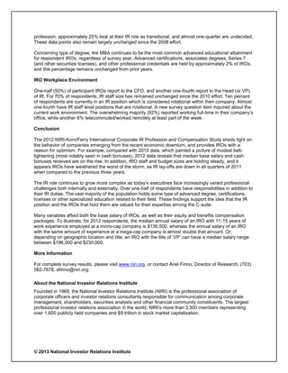 NIRI White Paper: Compensation and the IRO | PDF