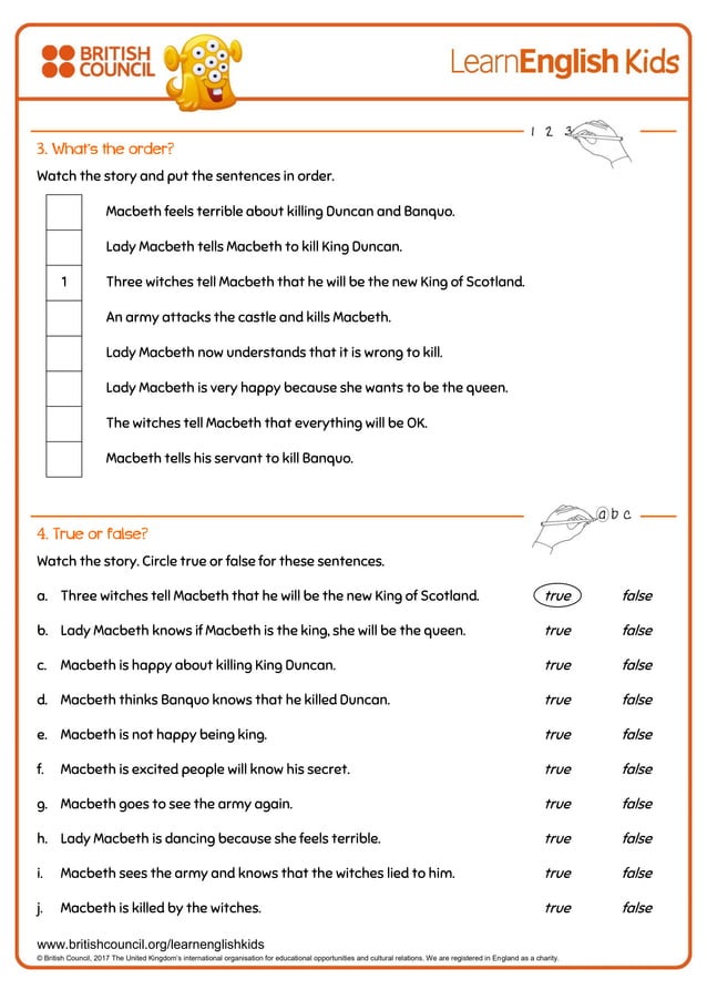 Short stories-shakespeare-macbeth-worksheet | PDF