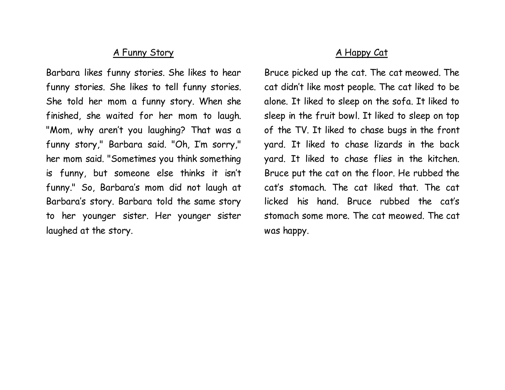 Short story - Past tense | DOCX