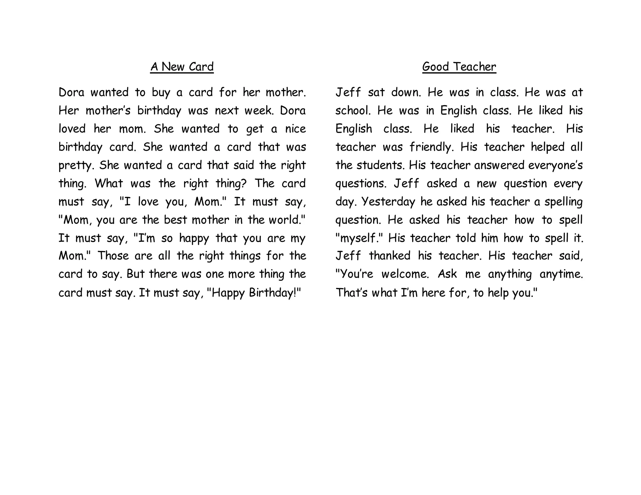 Short story - Past tense | DOCX