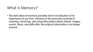 Short-Term and Working Memory. experiment | PPTX