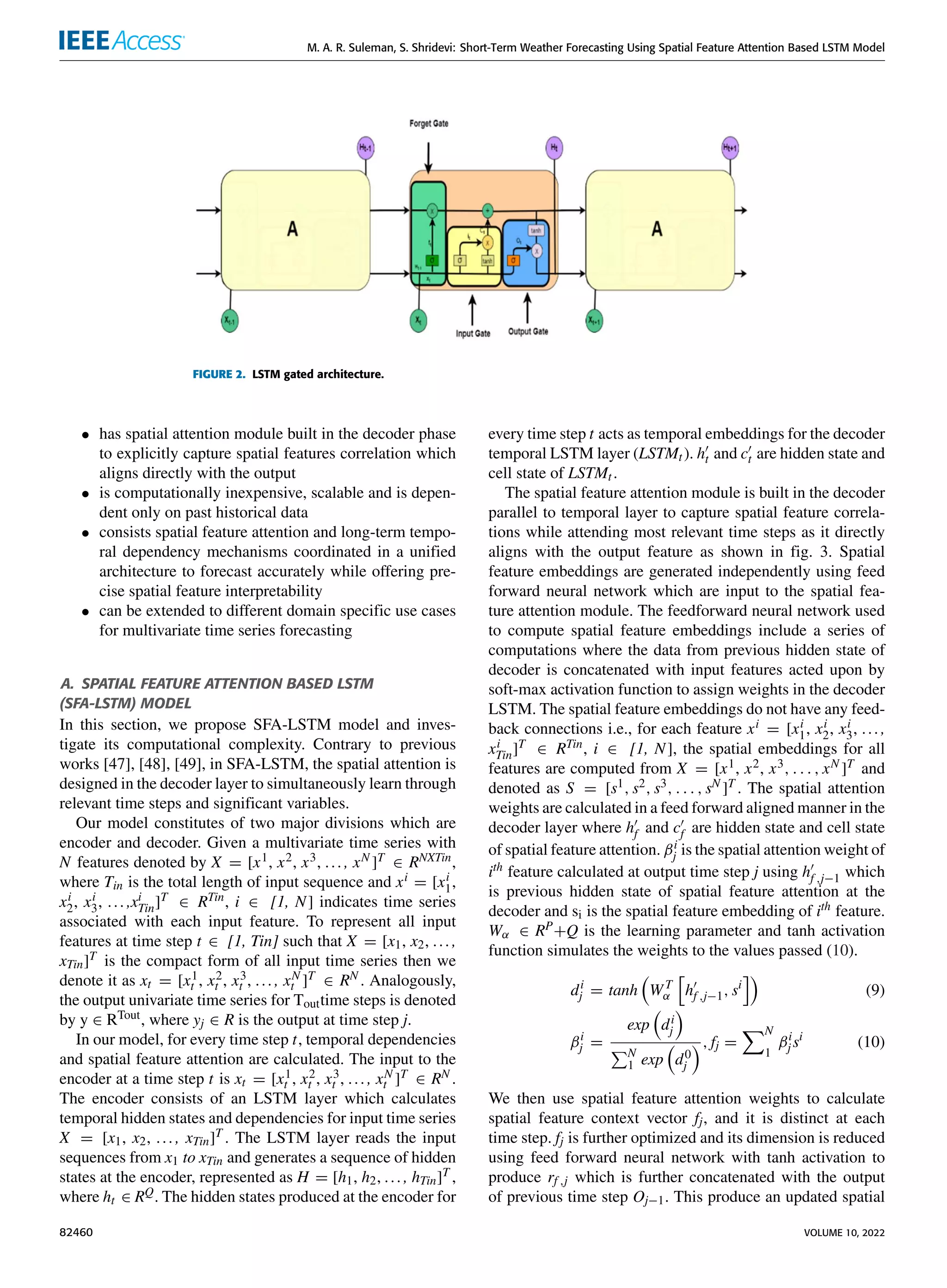 Short Term Weather Forecasting Using Spatial Feature Attention Based Lstm Modelpdf Weather