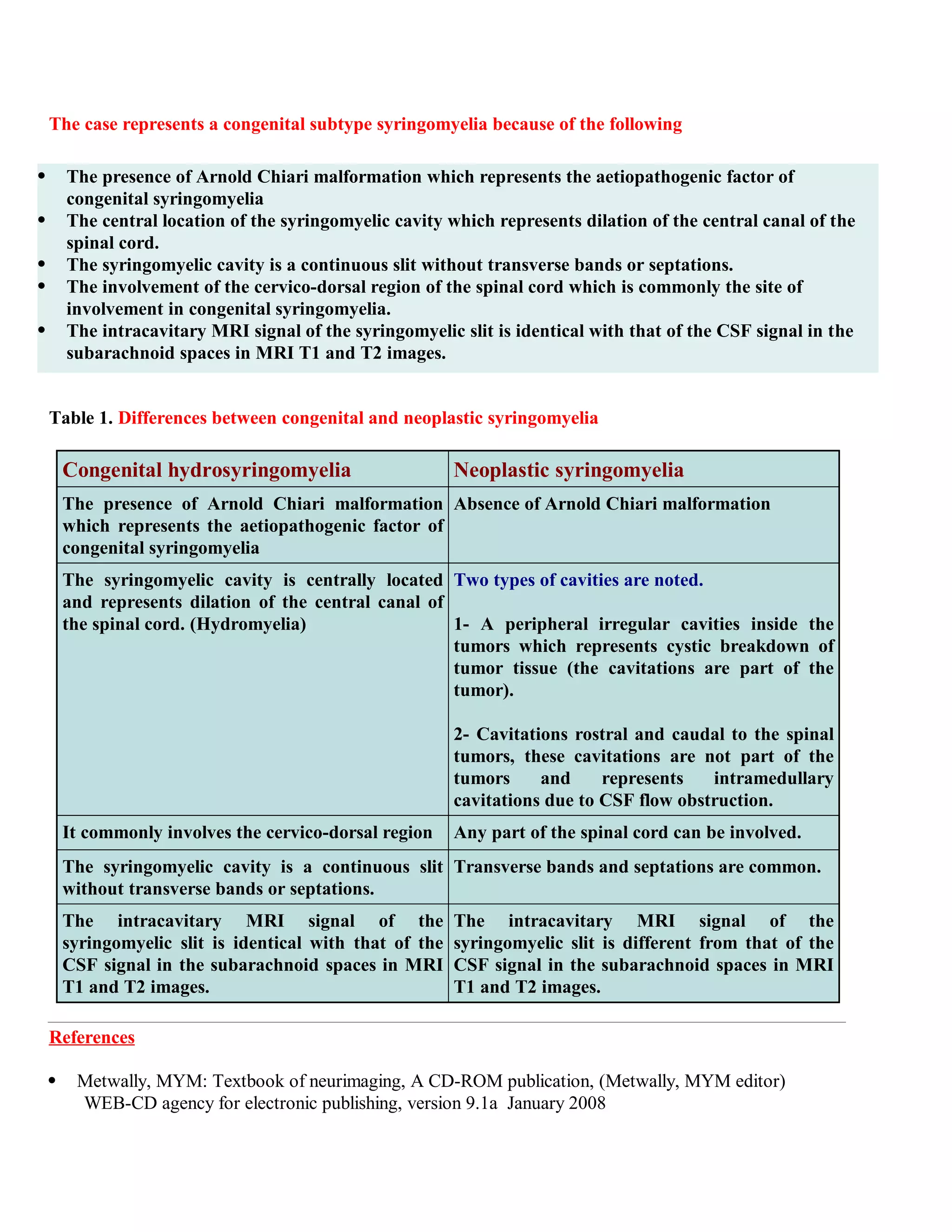 Short case...Congenital syringomyelia | PDF
