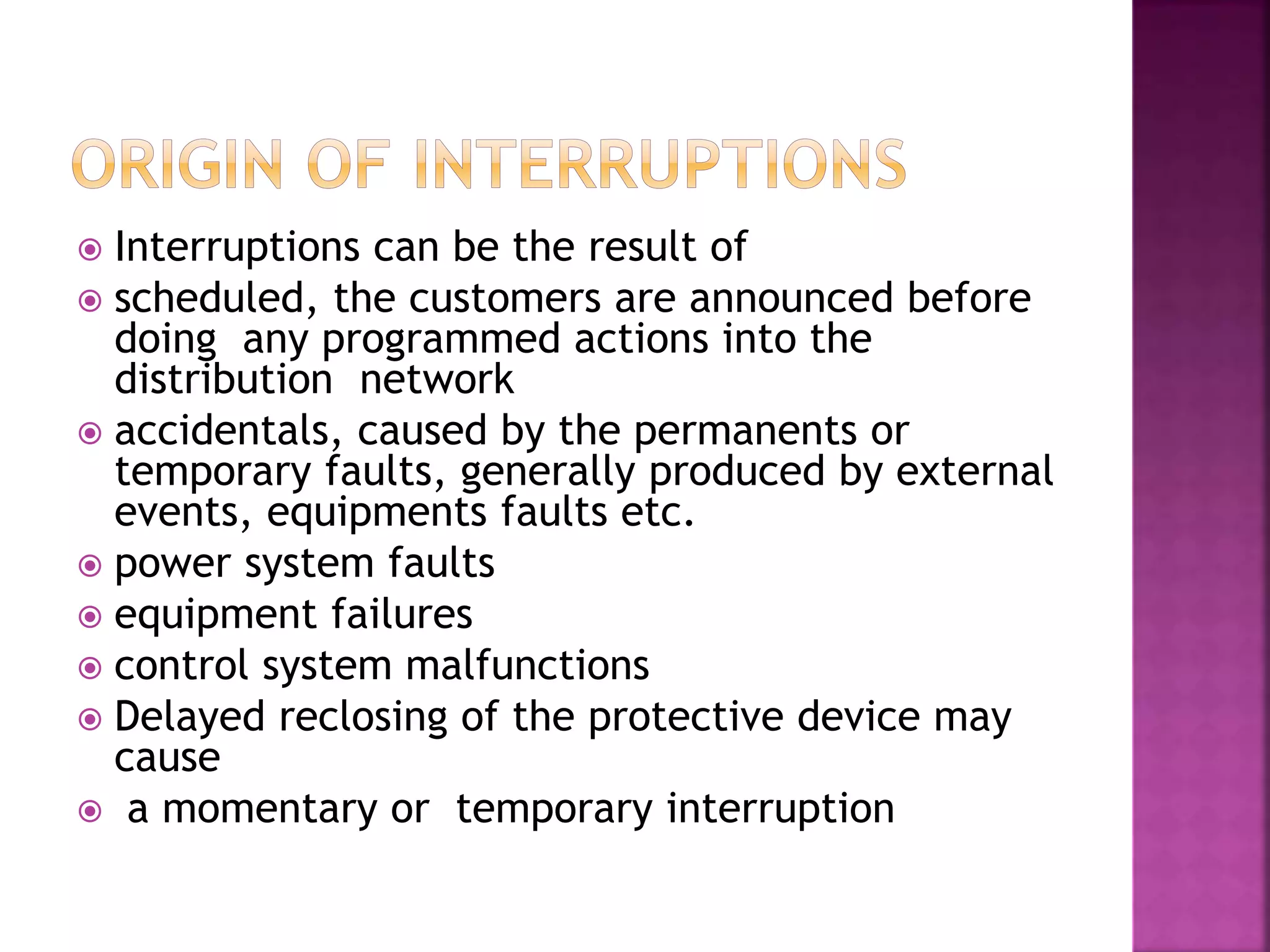 Short and long interruptions- UNIT-II-POWER QUALITY | PPTX