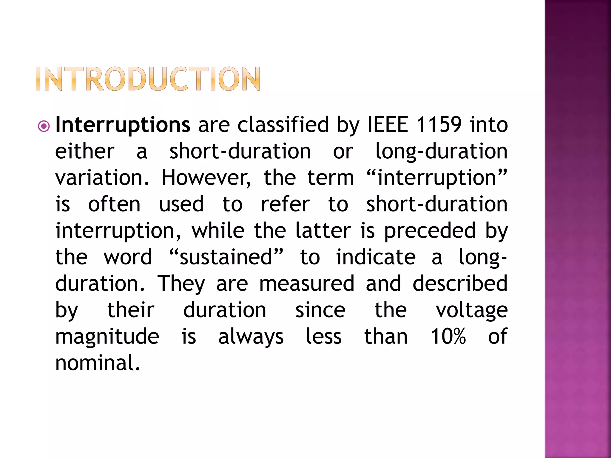 Short and long interruptions- UNIT-II-POWER QUALITY | PPTX