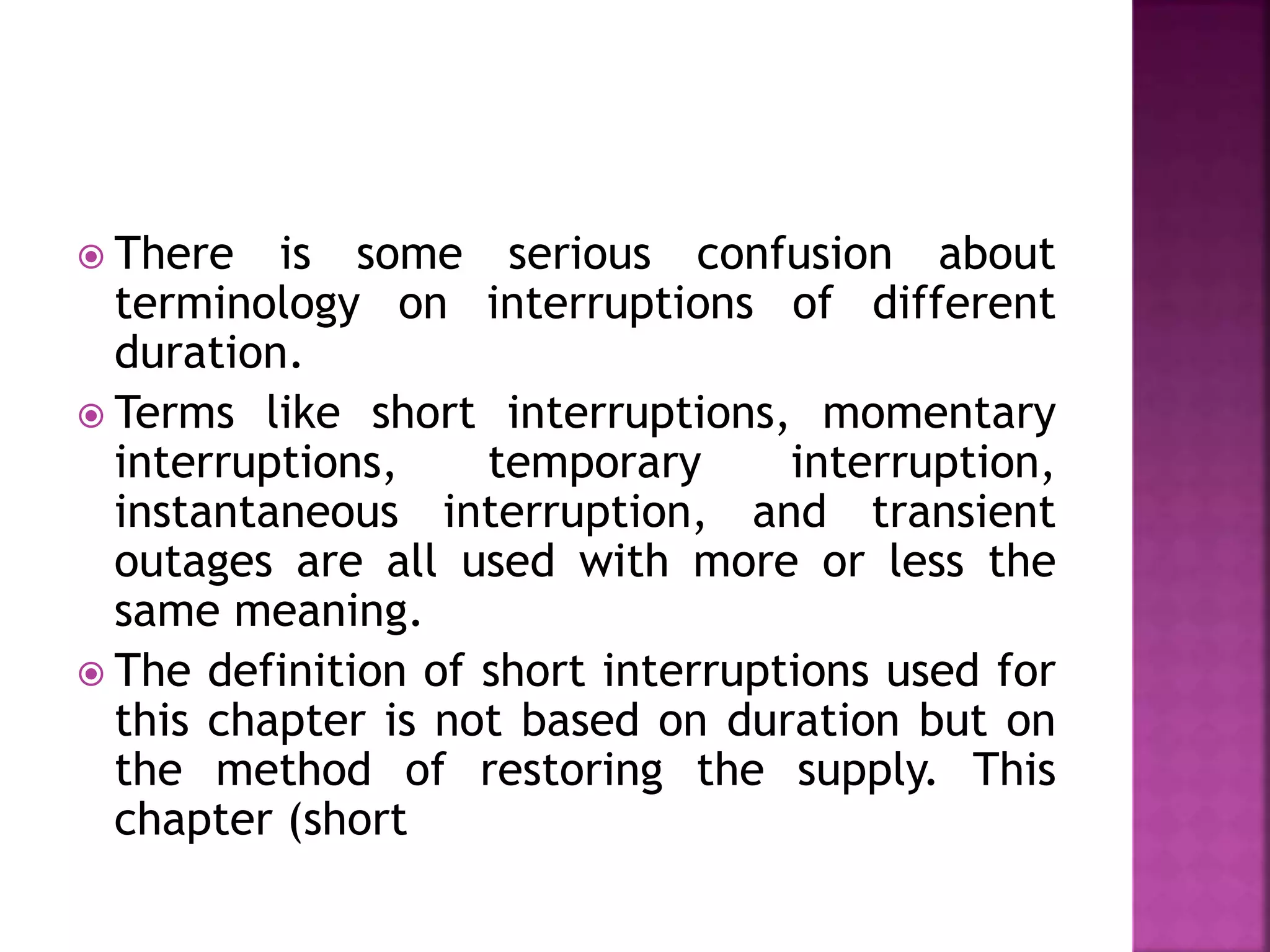 Short and long interruptions- UNIT-II-POWER QUALITY | PPTX