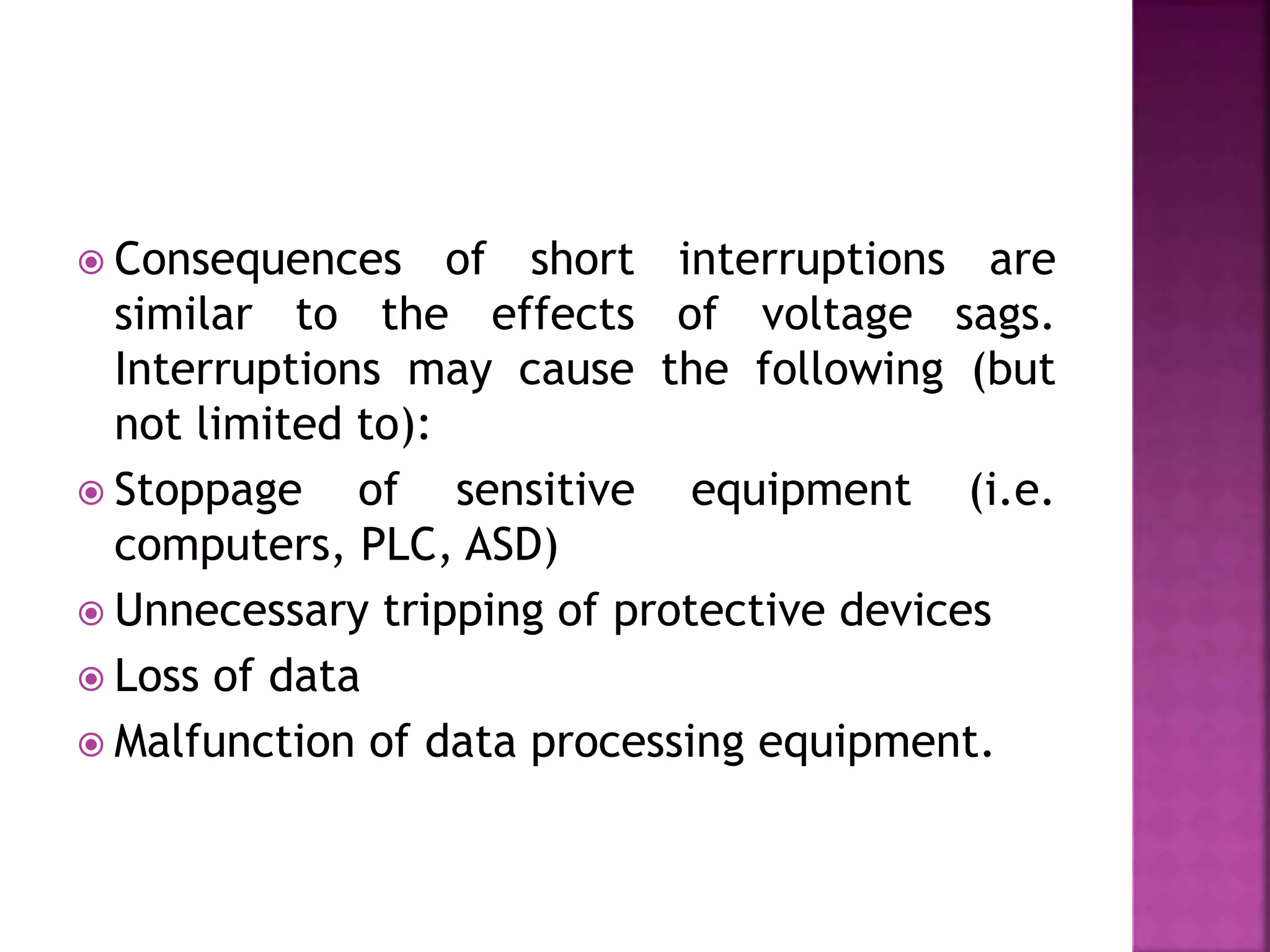 Short and long interruptions- UNIT-II-POWER QUALITY | PPTX