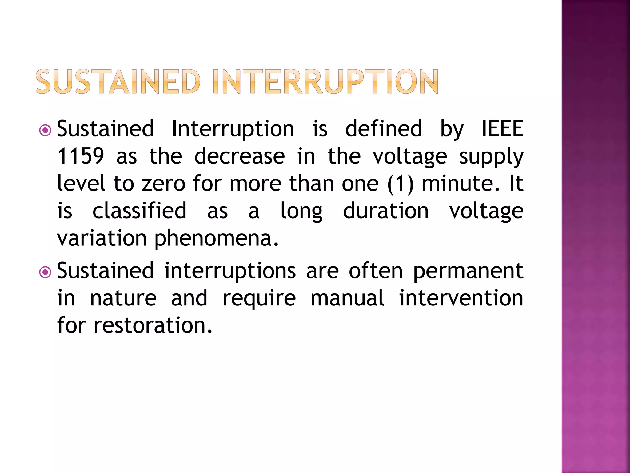 Short and long interruptions- UNIT-II-POWER QUALITY | PPTX