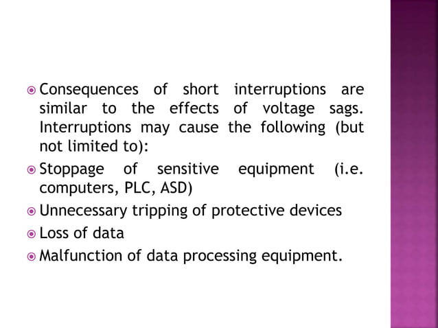 Short and long interruptions- UNIT-II-POWER QUALITY | PPTX