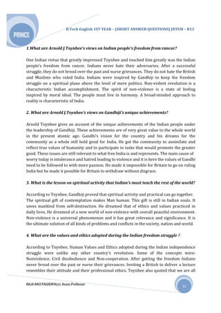 B.Tech 1st Year English Short Answer Questions (2 & 3 Marks) - JNTUH ...