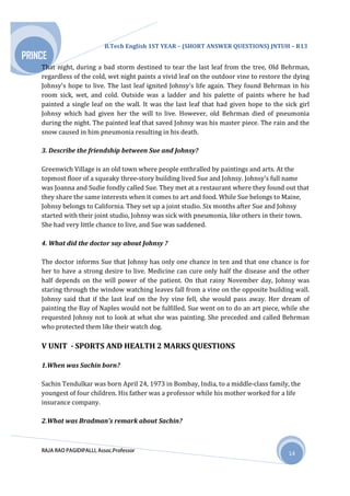 B.Tech 1st Year English Short Answer Questions (2 & 3 Marks) - JNTUH ...