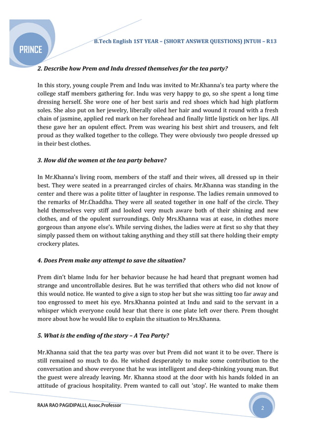 B.Tech 1st Year English Short Answer Questions (2 & 3 Marks) - JNTUH ...