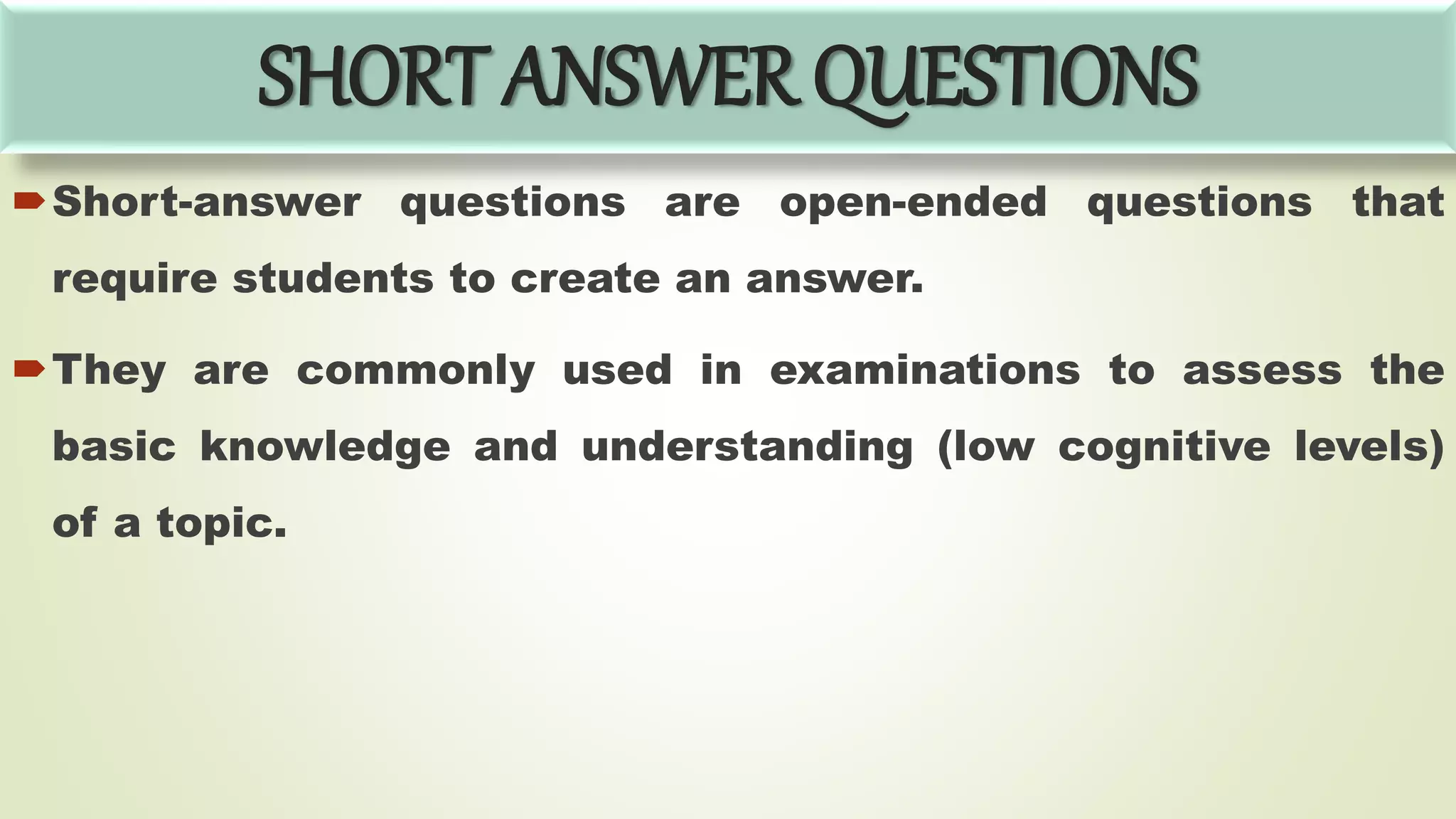 Short answer questions | PPTX