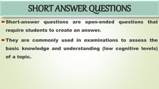 Short answer questions | PPTX