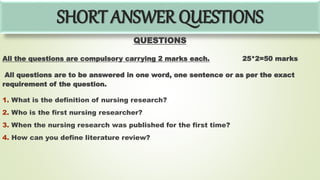Short answer questions | PPTX