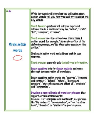 Short answer test taking strategies for students | PDF