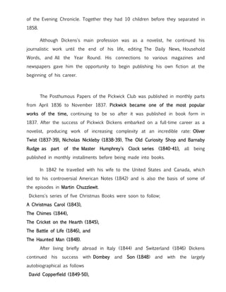 Short biography of charles dickens | PDF