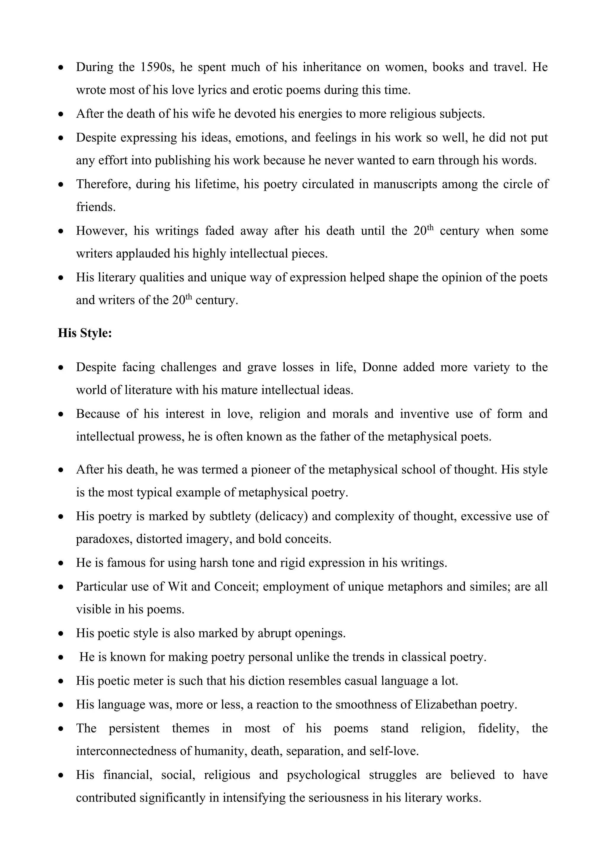 Short biography of john donne | PDF