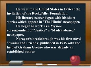 Short biography of r. k. narayan. | PPTX