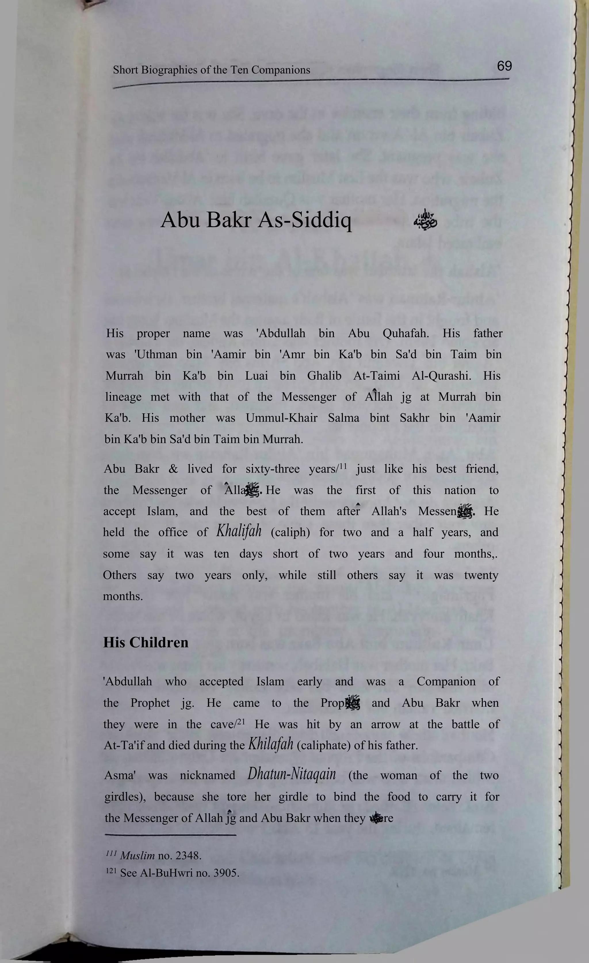 Short biography of the prophet (saw) & his ten companions by al imam al ...