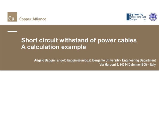 Cable sizing to withstand short-circuit current - Example | PDF ...